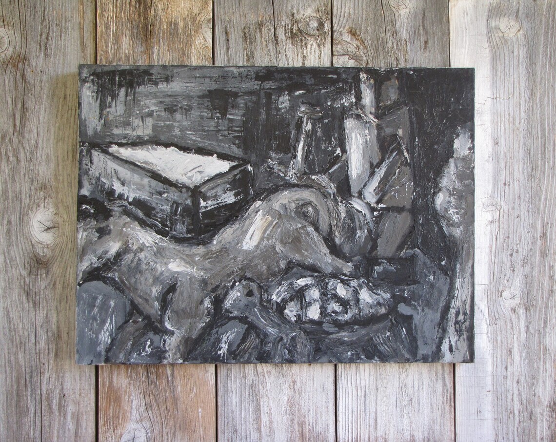 Expressionist Oil Painting/ Monochrome Painting/ Abstract Animal ...