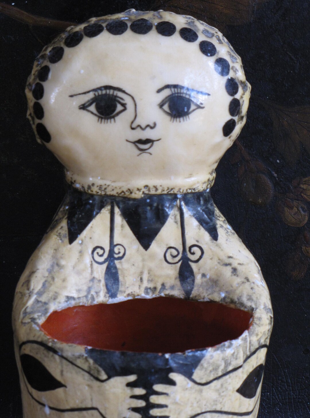 Gemma Toccogna Paper Mache Vessel/ Folk Art Vase/ Vintage Paper Mache ...