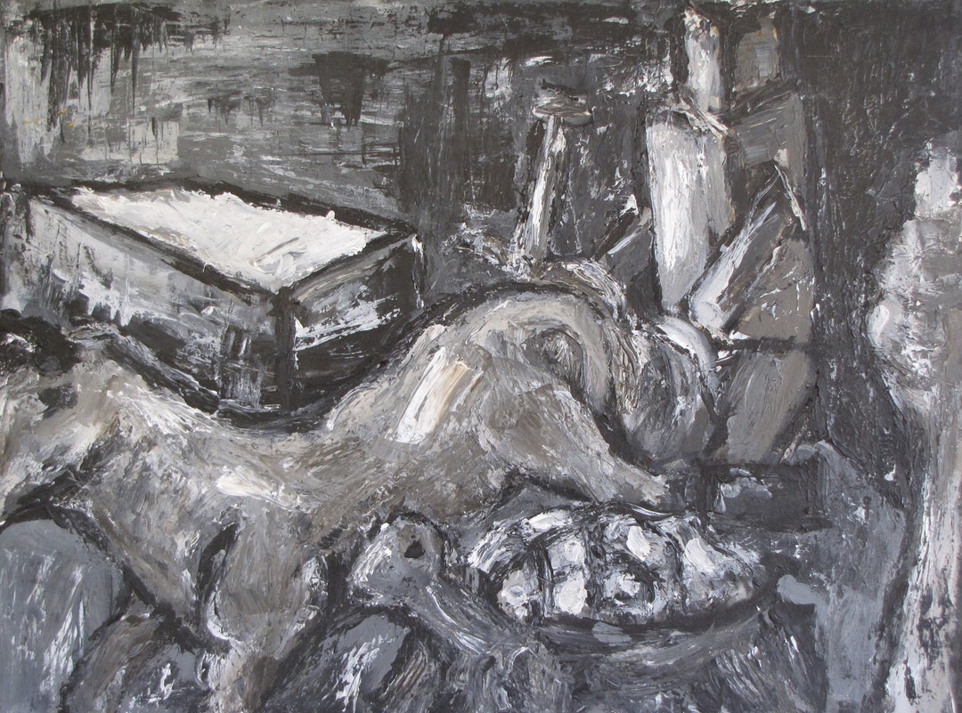 Expressionist Oil Painting/ Monochrome Painting/ Abstract Animal ...