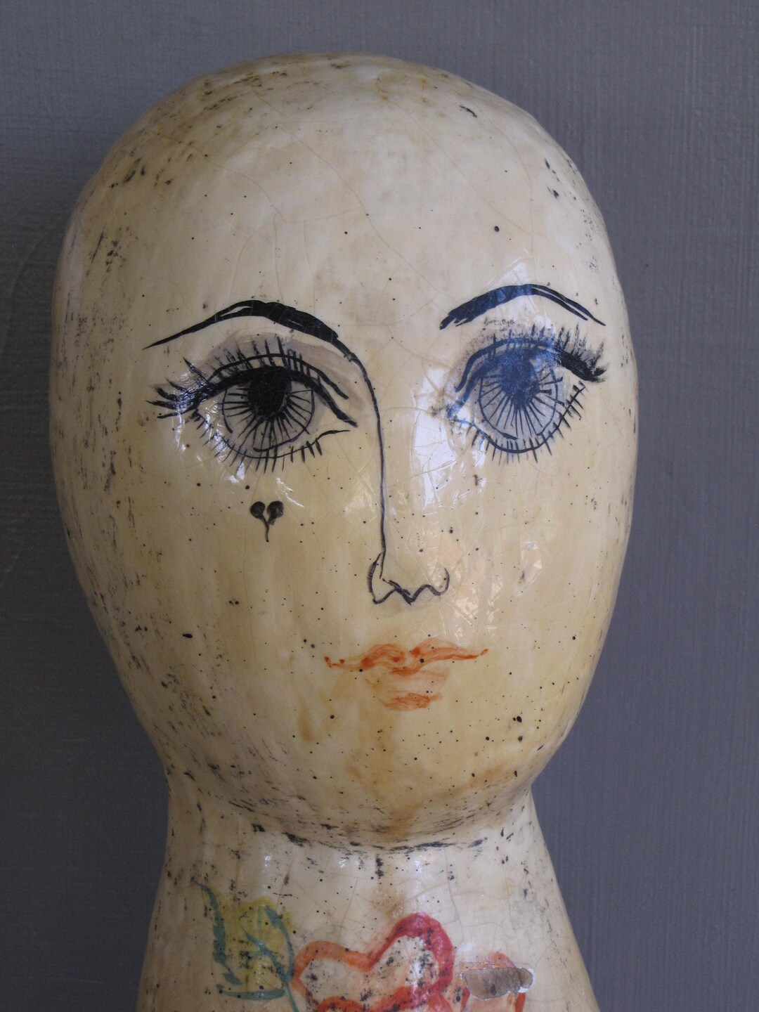 Gemma Toccogna Paper Mache Hat Stand/ Paper Mache Folk Art/ Millinery ...