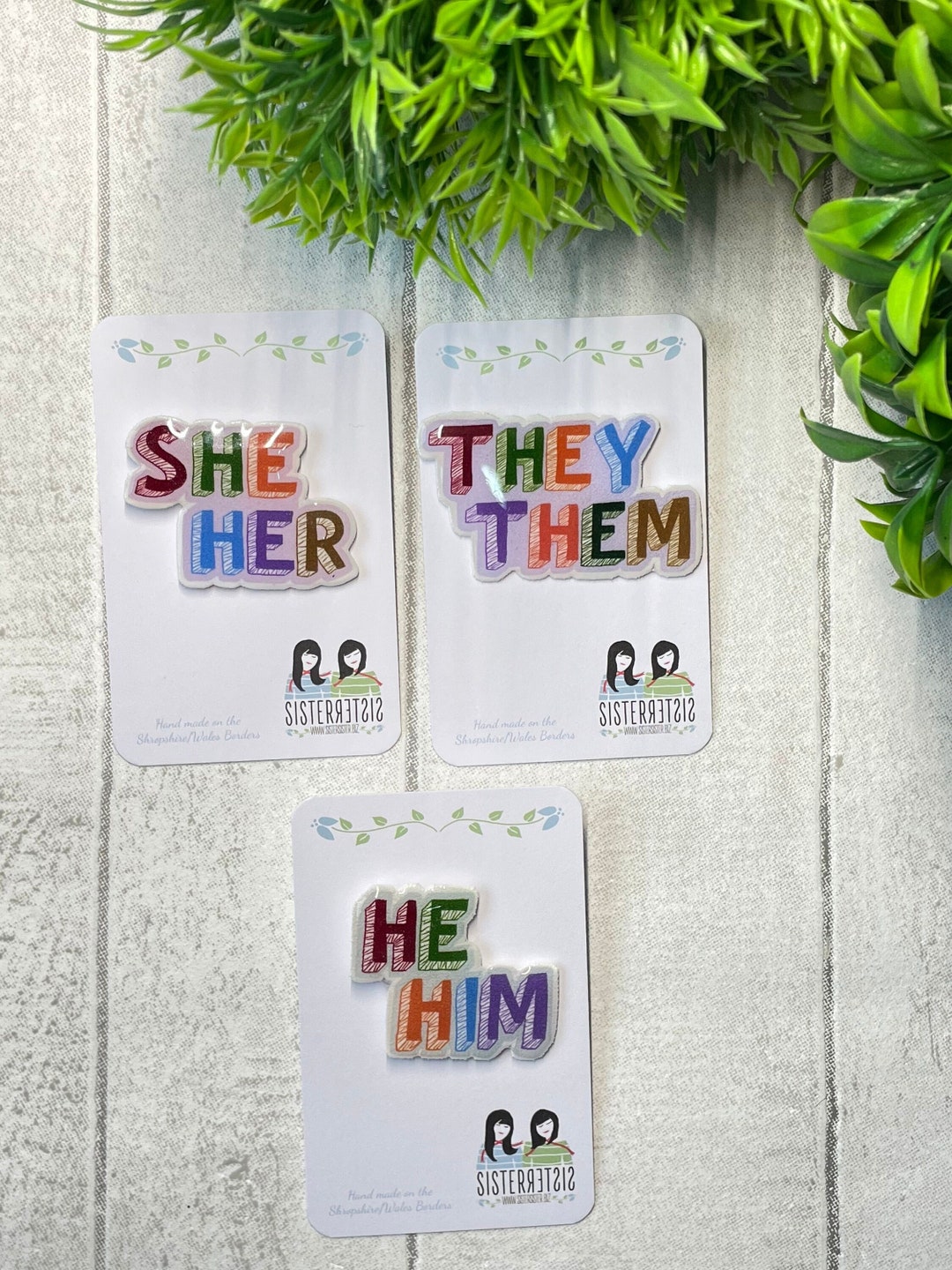 Pronoun Pins / Badge, Hand Made, She/her, They/them, He/him - Etsy