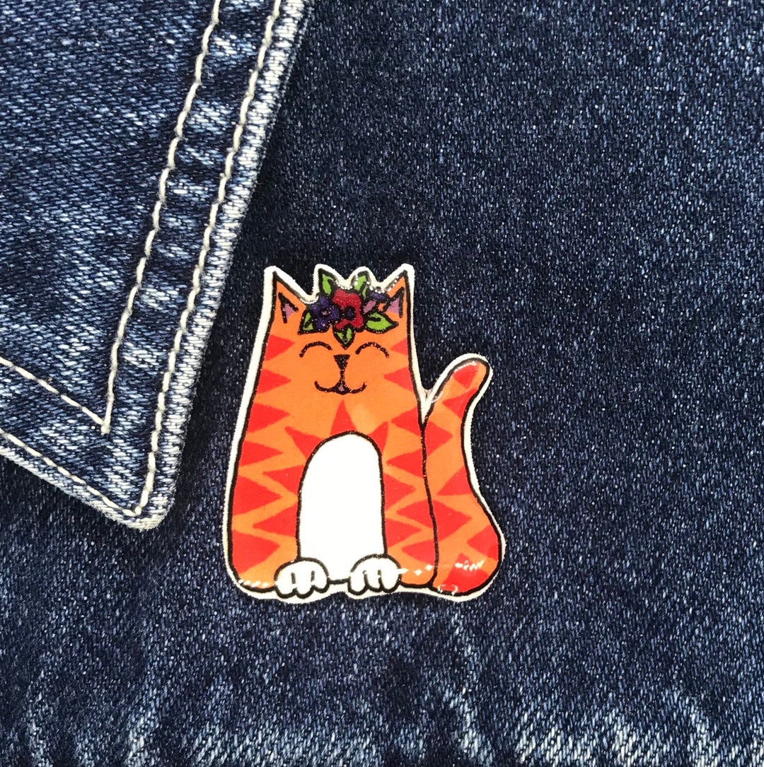 Ginger Tom Cat Pin, Badge, Hand Made, Mothers Day, Christmas Gift ...