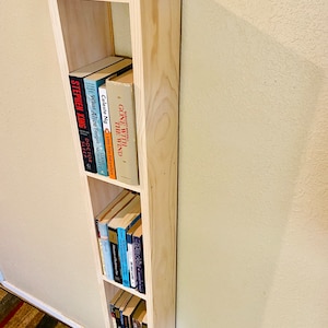 57” Tall Narrow Assembled Bookshelf, Wooden Farmhouse Cottage Modern ...