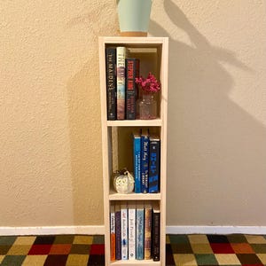 34” Narrow Assembled Bookshelf, Cottage Farmouse Modern Small Bookcase ...