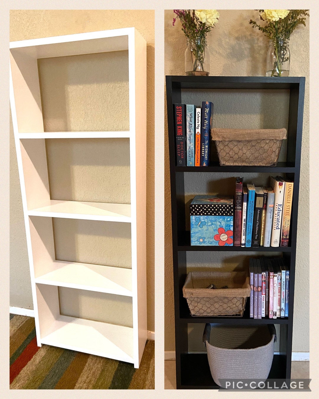 4ft Wide Bookshelf, Assembled Cottage/farmhouse Furniture, Large Wooden ...