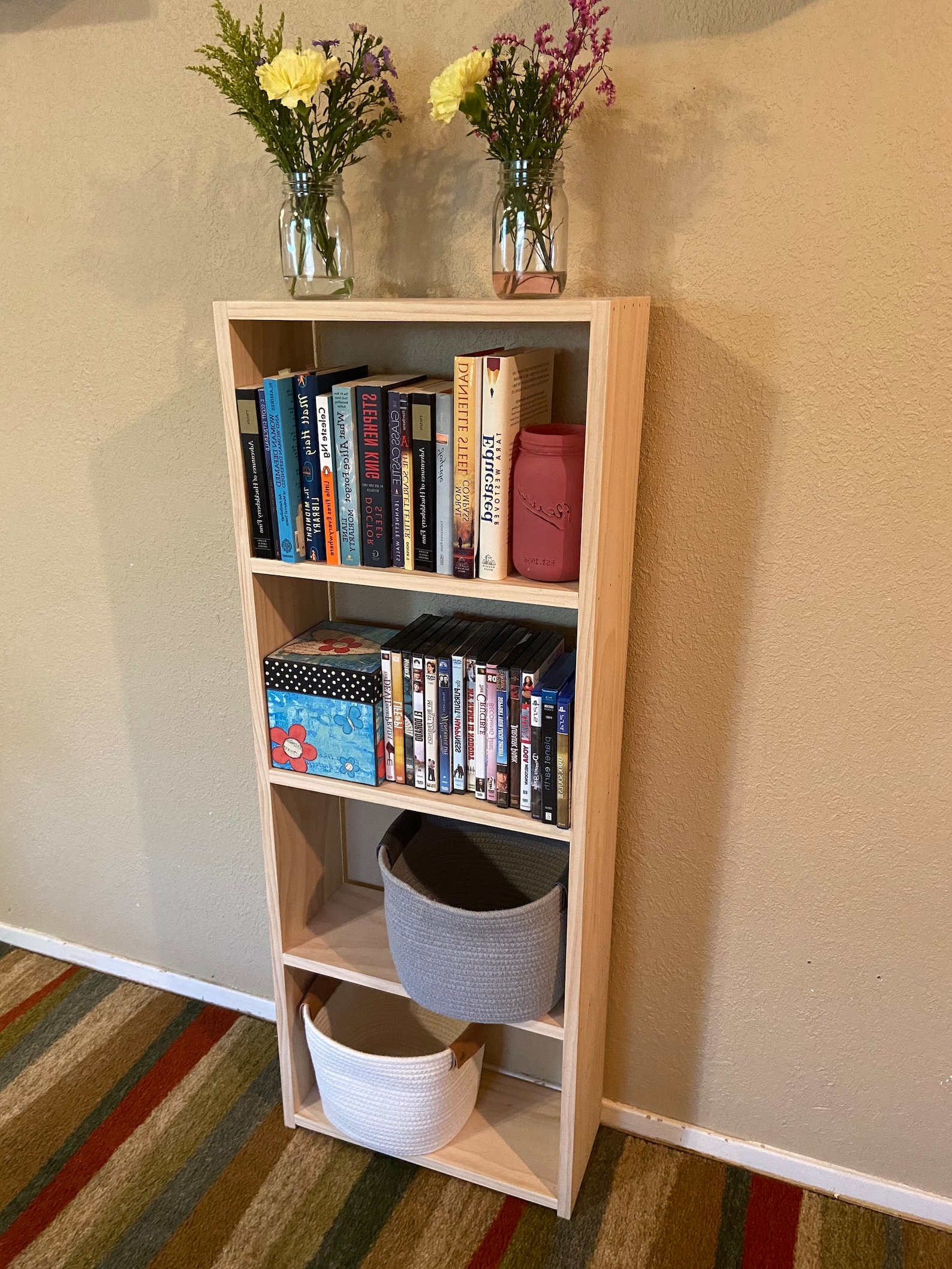 4FT Wide Bookshelf, Assembled Wooden Bookcase, Farmhouse/cottage/modern ...
