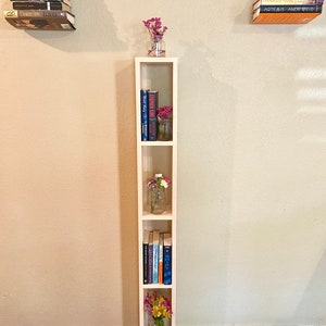 57” Tall Narrow Assembled Bookshelf, Wooden Farmhouse Cottage Modern ...