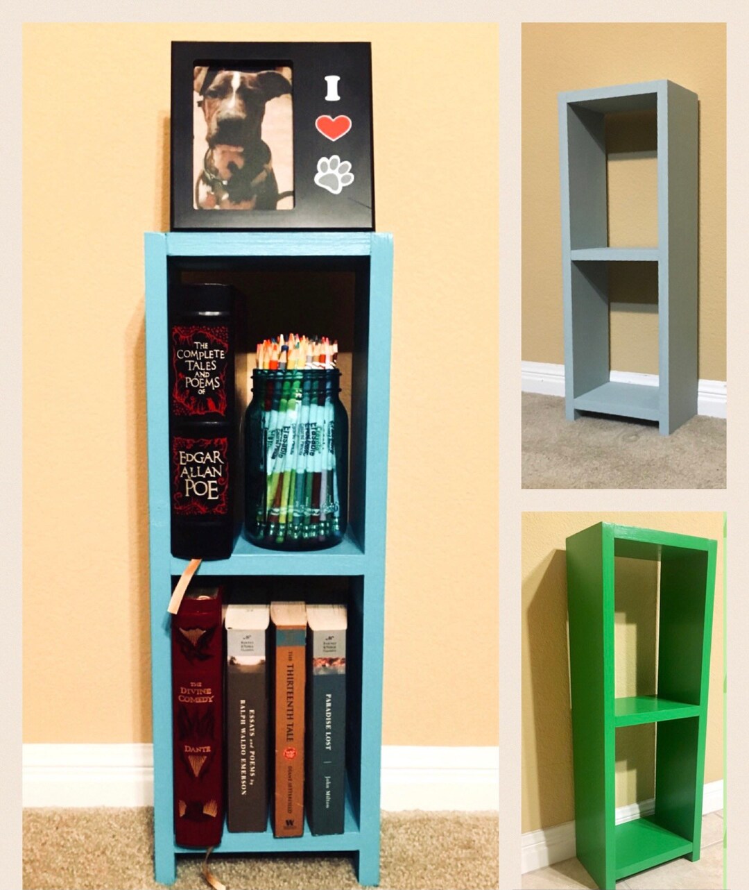 2FT Narrow Painted Assembled Bookshelf, Cottage Farmhouse Modern Small ...