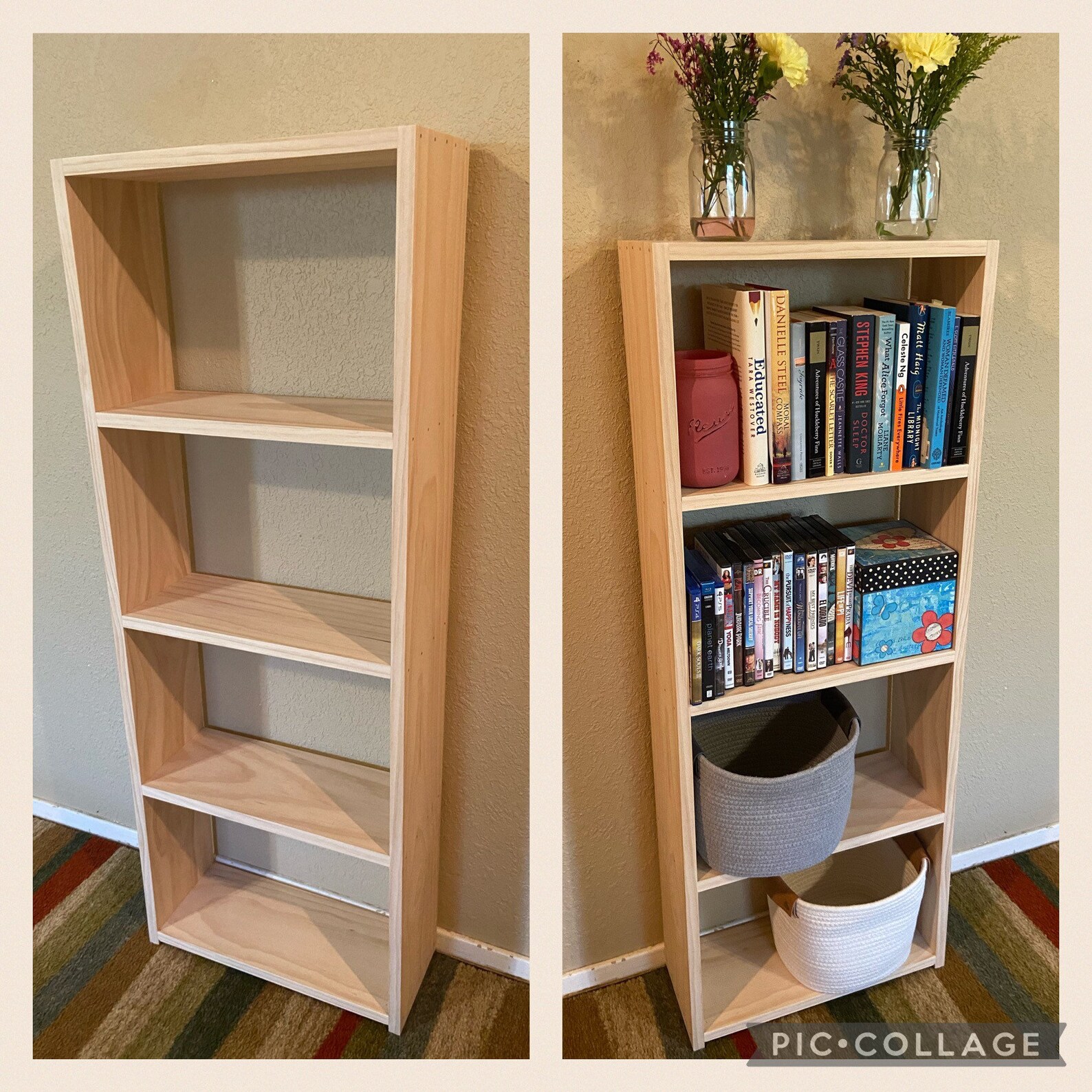 4FT Wide Bookshelf Assembled Wooden Bookcase - Etsy
