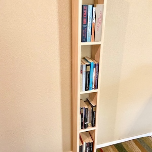 57” Tall Narrow Assembled Bookshelf, Wooden Farmhouse Cottage Modern ...