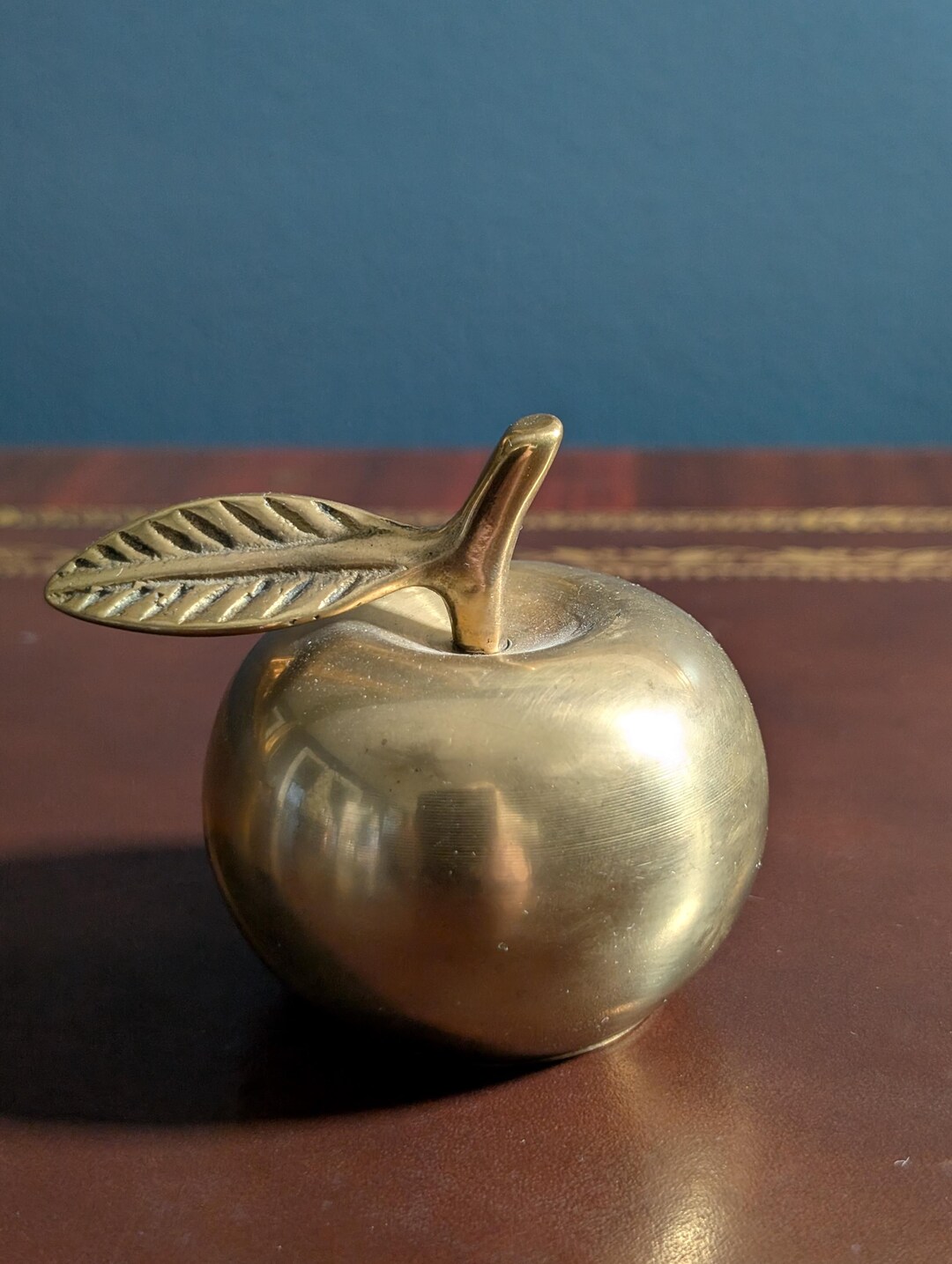 Brass Apple Bell Solid Brass Paperweight Bell Desk Decor Teacher Gift ...