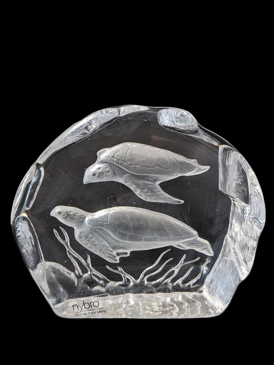 Vintage NYBRO Sweden Sea Turtles Paperweight Design Paul Isling - Etsy