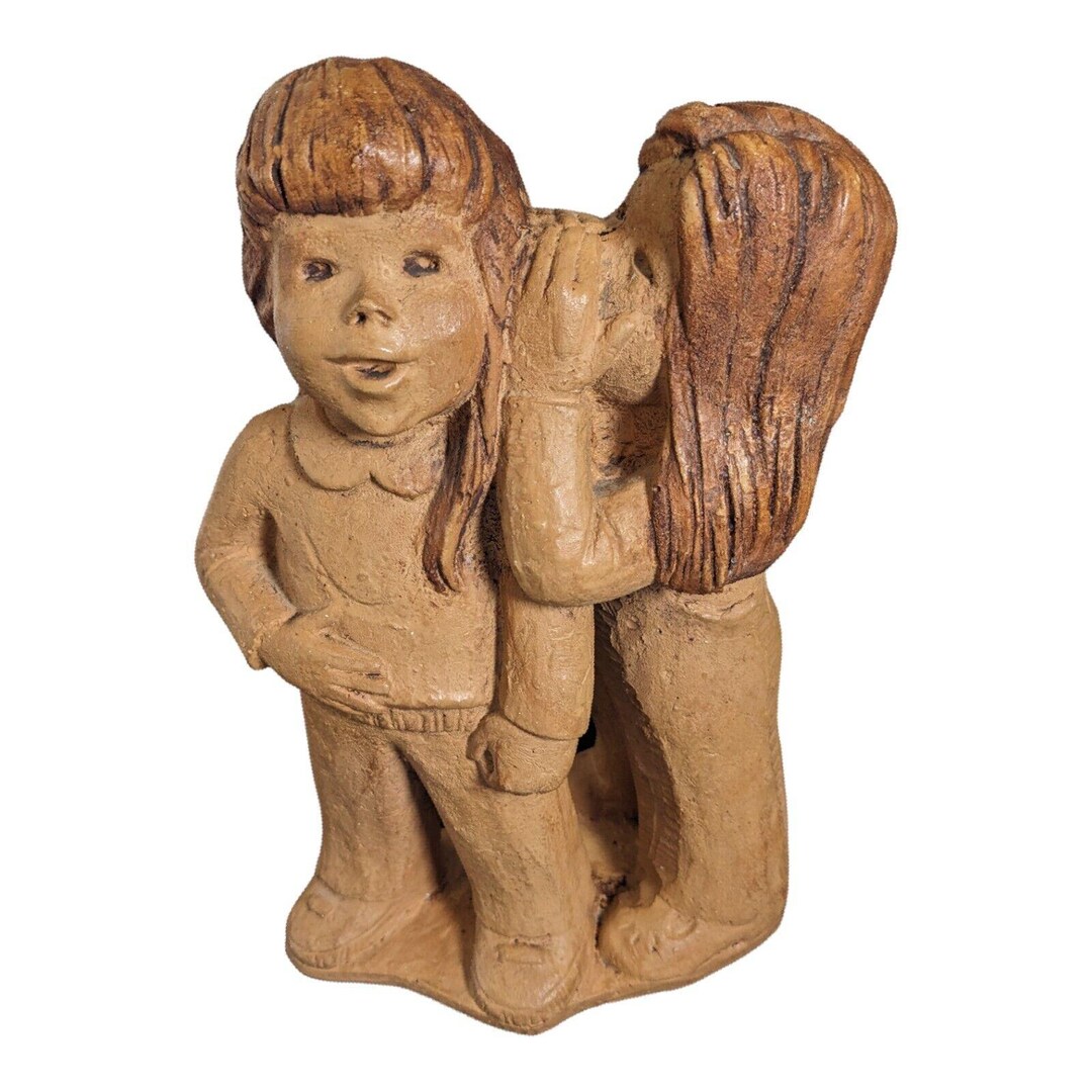 Vtg 9" Lee Bortin Originals Clay Sculpture Friends/friendship ...