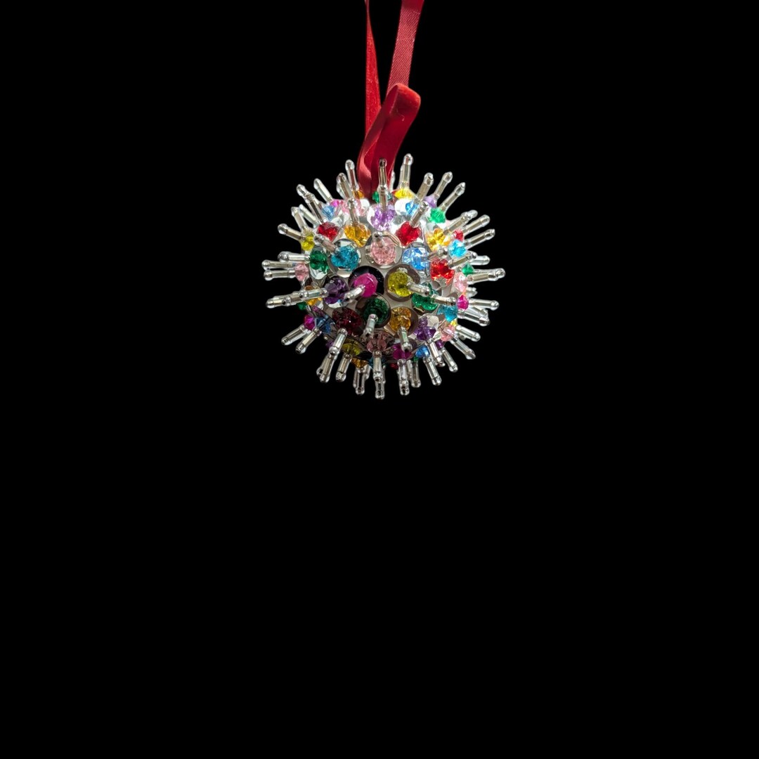 Vintage Pushpin Christmas Ornament - Unique Sequin and Jeweled Handmade ...