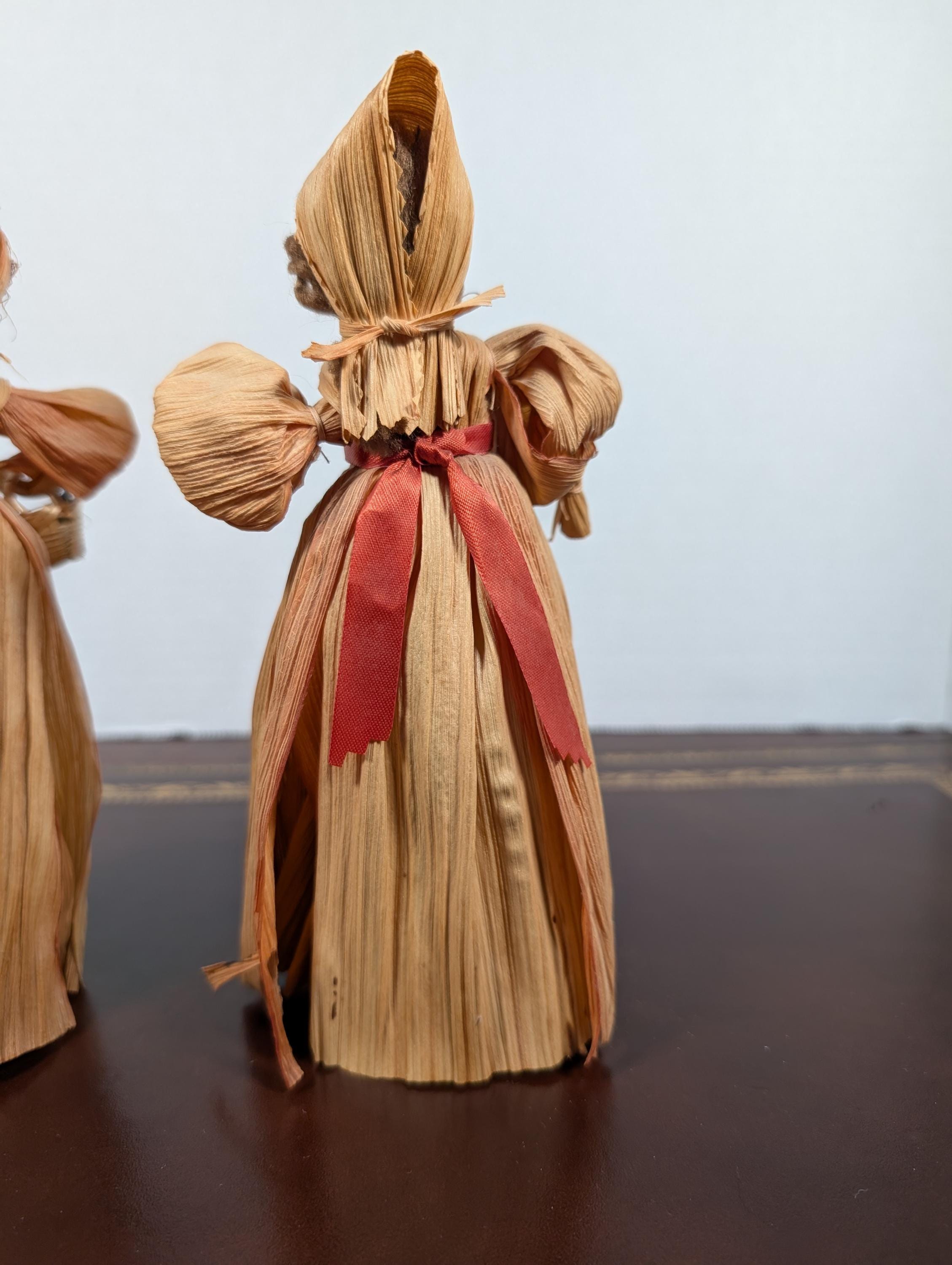 Vintage Artisan Corn Husk Dolls Handcrafted Vintage Dolls Set of 2 ...