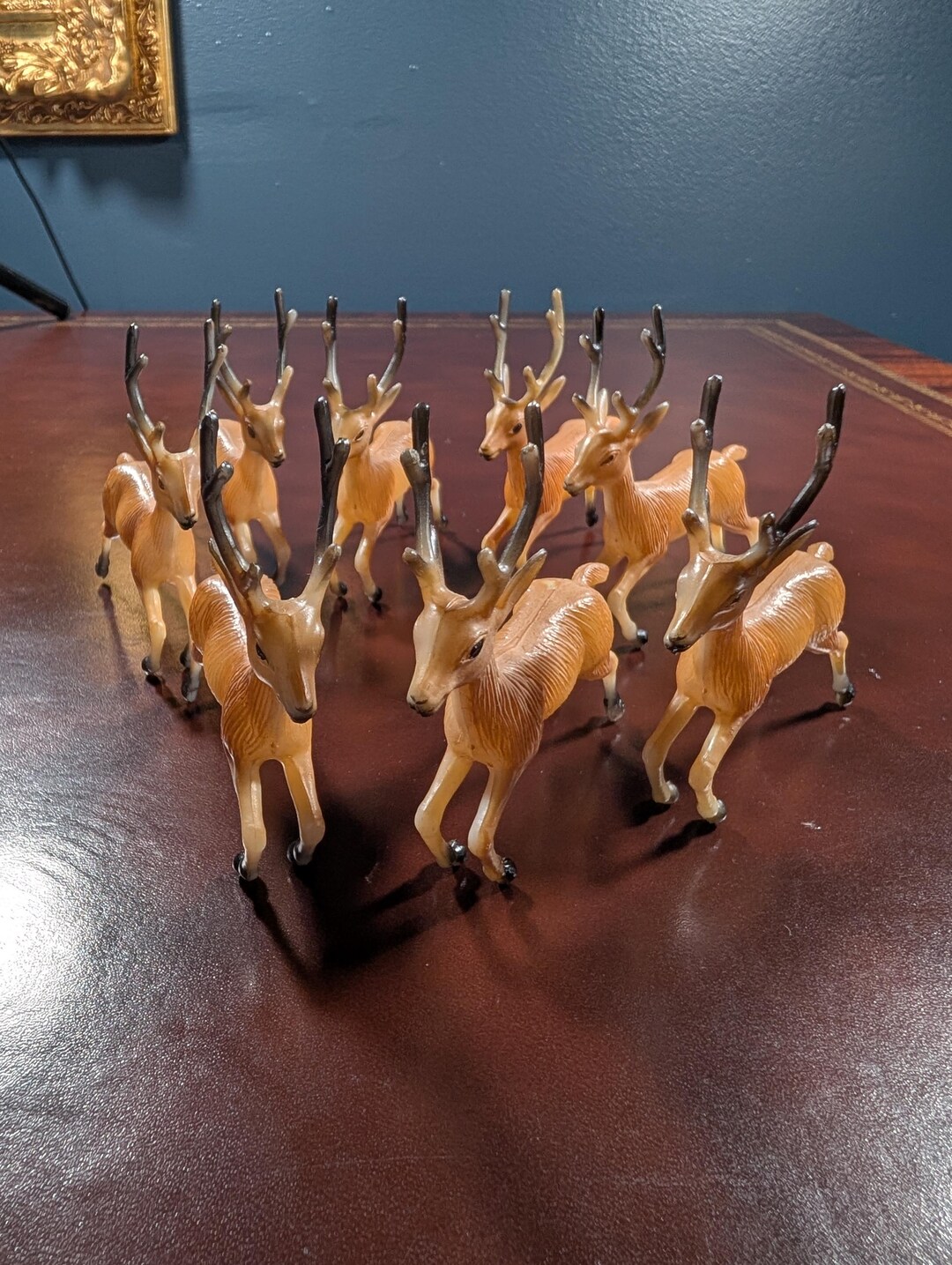 8 Hard Plastic Deer Buck Reindeer Christmas Rudolph Figures 1960's ...
