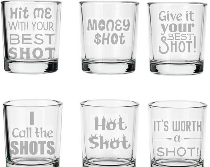Funny Shot Glass Puns Alcohol Birthday Gifts Hot Shot Call the Shots ...