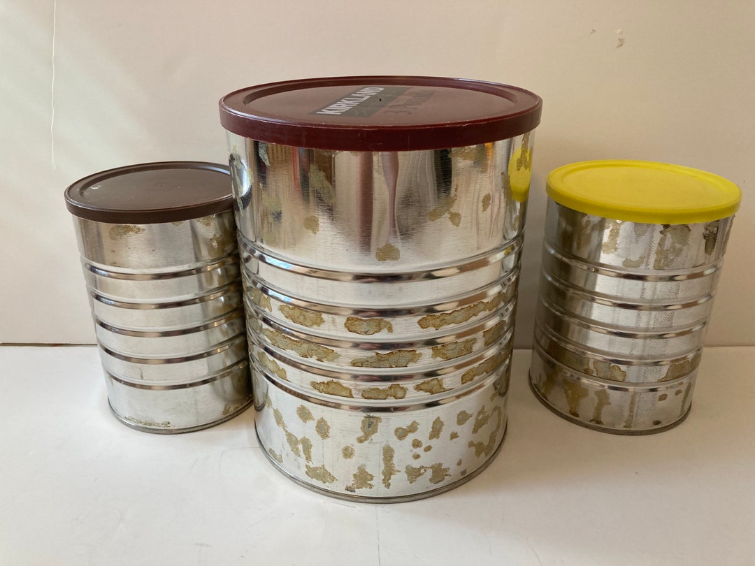 Upcycled Coffee Can Storage: Recycled Tin Planters, Craft Supplies; 3 ...
