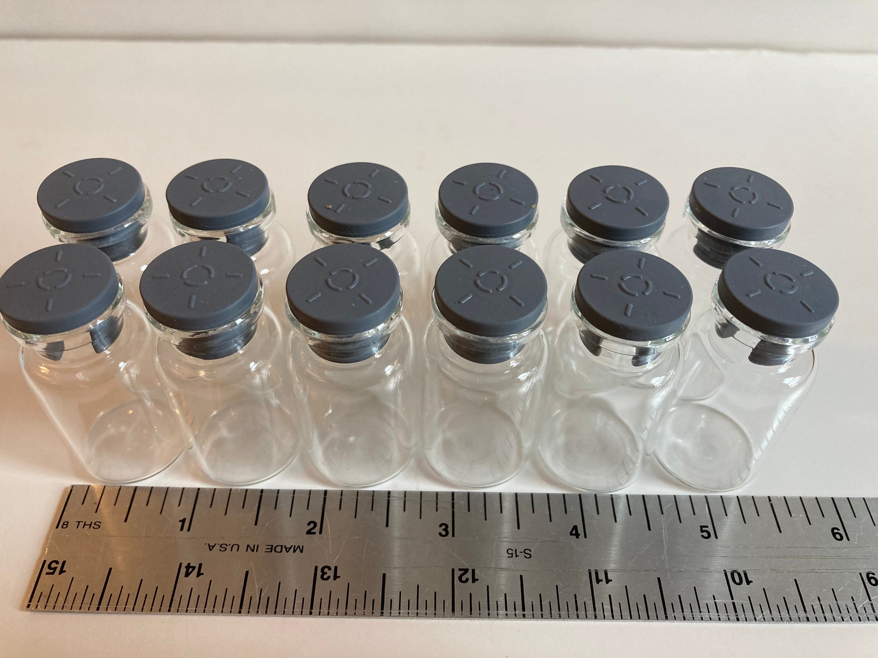 Recycled Upcycled Mini Glass Vials Bottles Grey Rubber - Etsy
