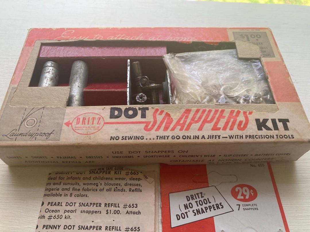 Vintage 1949 Dritz Dot Snapper Kit / Tools, Instructions and Findings ...