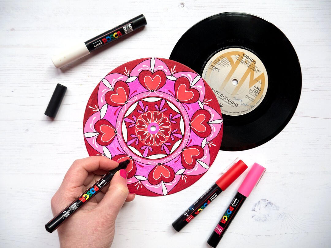 Heart Mandala Art, Upcycled Vinyl Record Art, Mandala Wall Hanging ...
