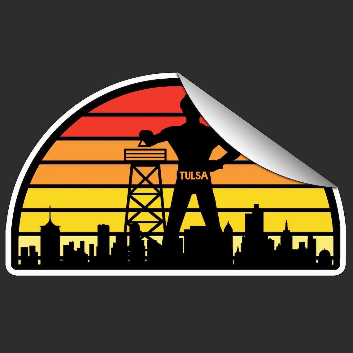 Tulsa Skyline Golden Driller Sticker - Etsy