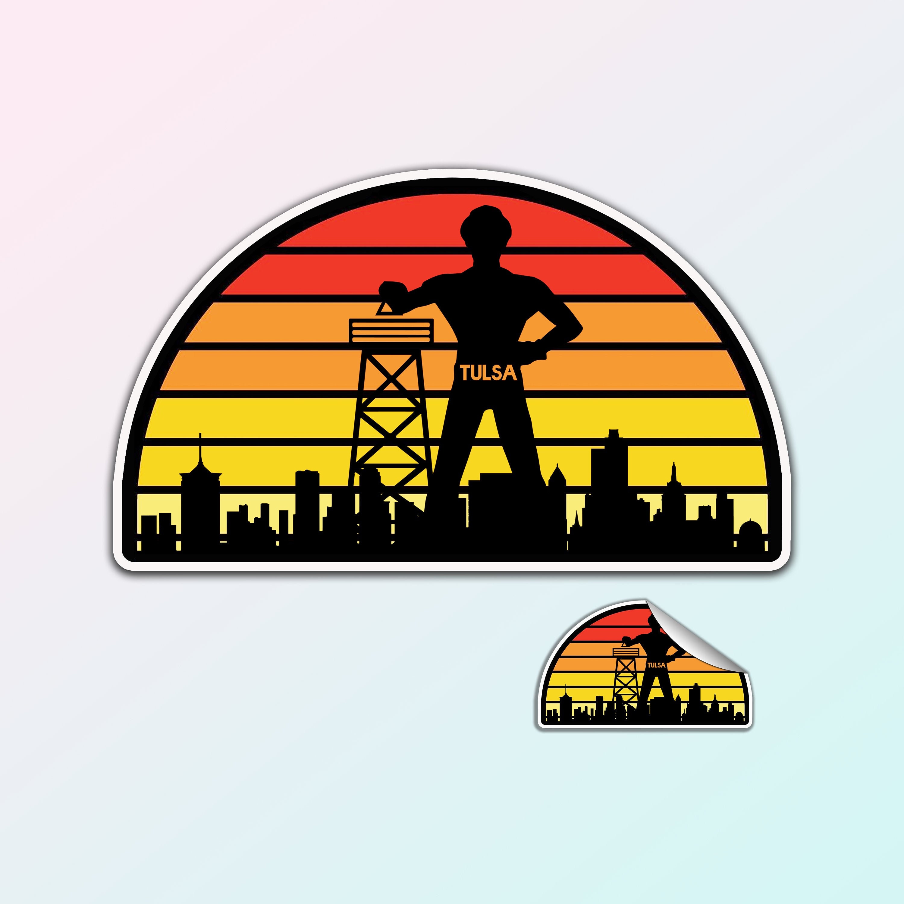 Tulsa Skyline Golden Driller Sticker - Etsy