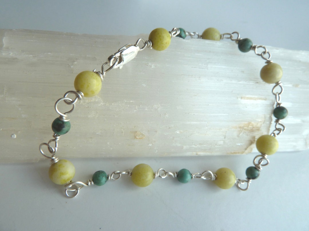 Handmade Semi Precious Lemon Jasper With African Turquoise Jasper ...