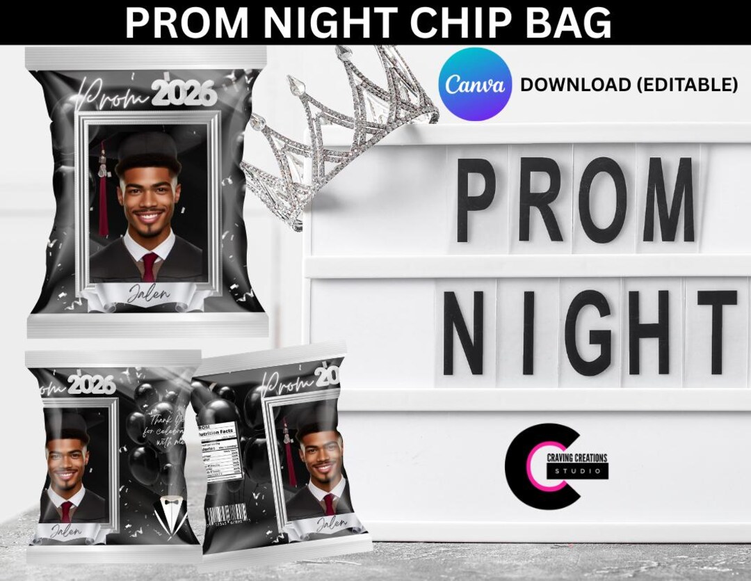 Prom Chip Bag Favor Template| Editable in Canva - Etsy