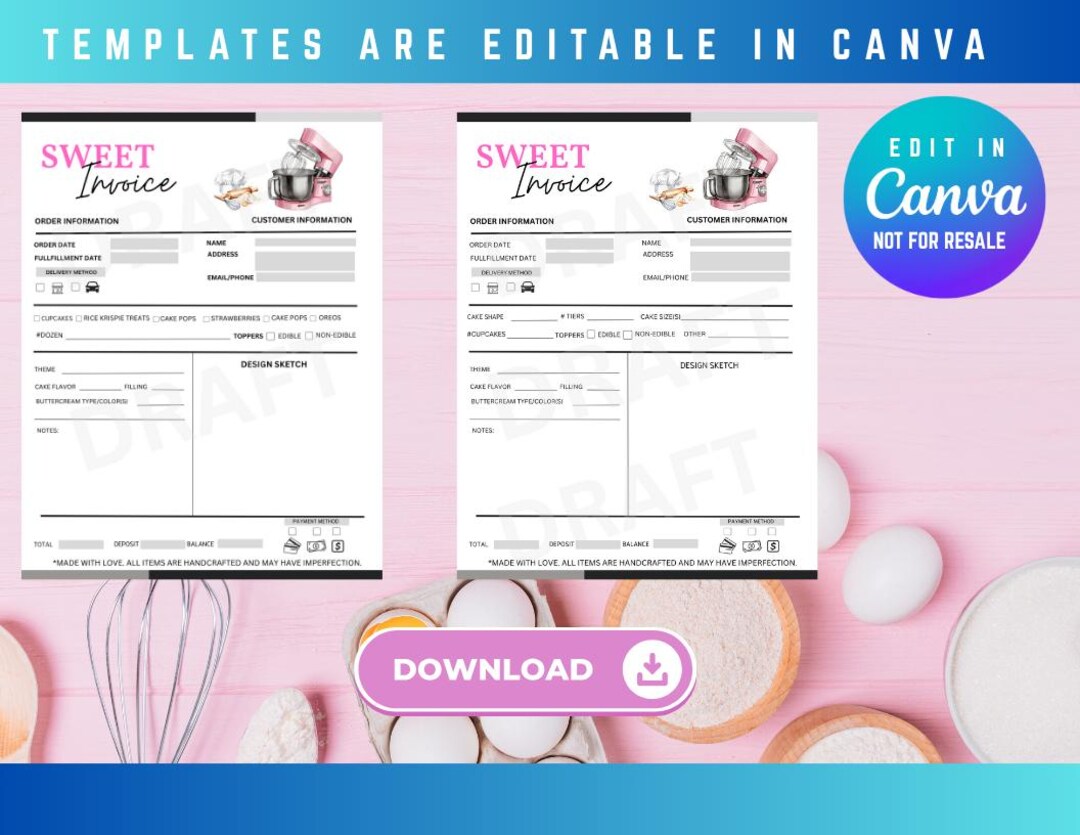 Editable Cake & Treat Order Form Bundle-download (canva) - Etsy
