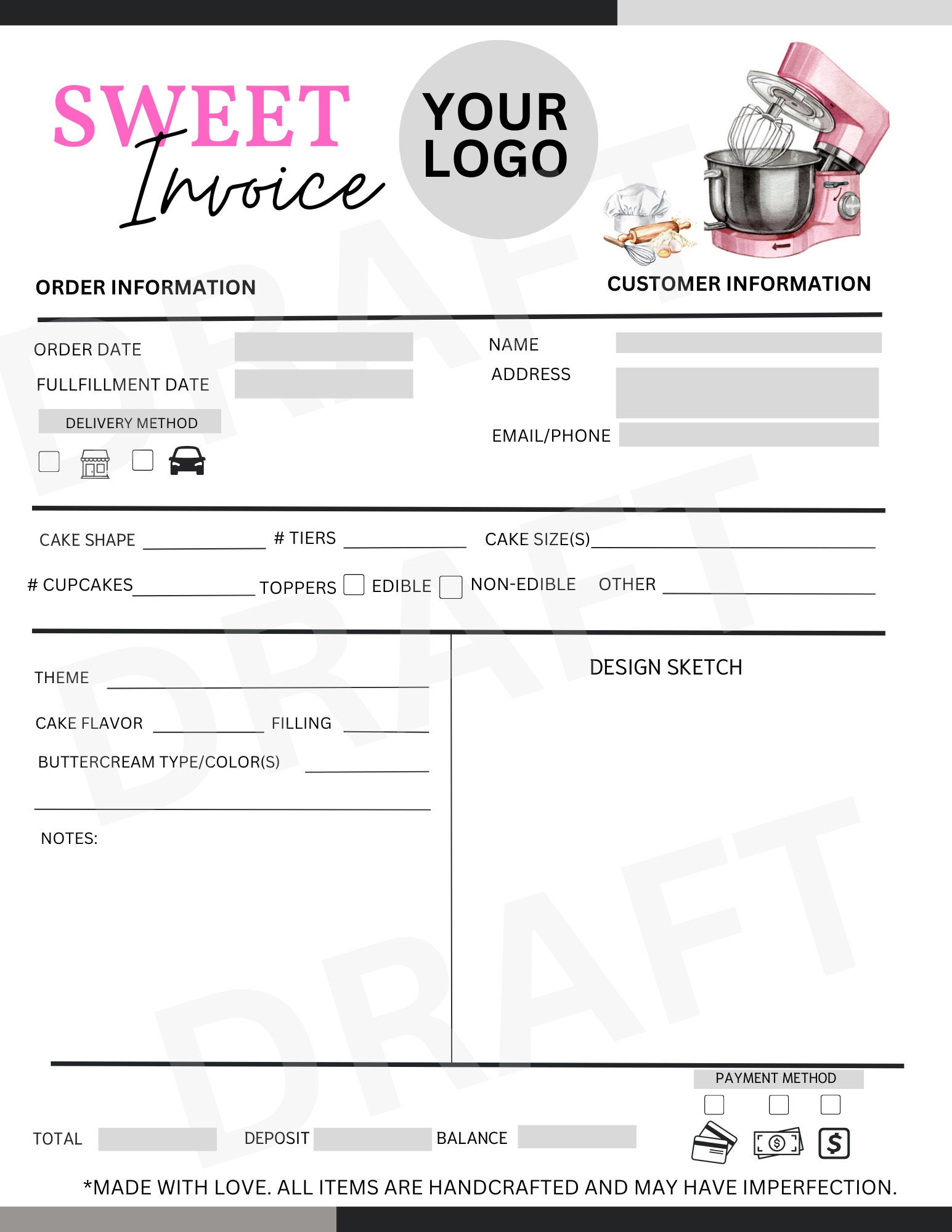 Personalized Cake Order Form - Etsy