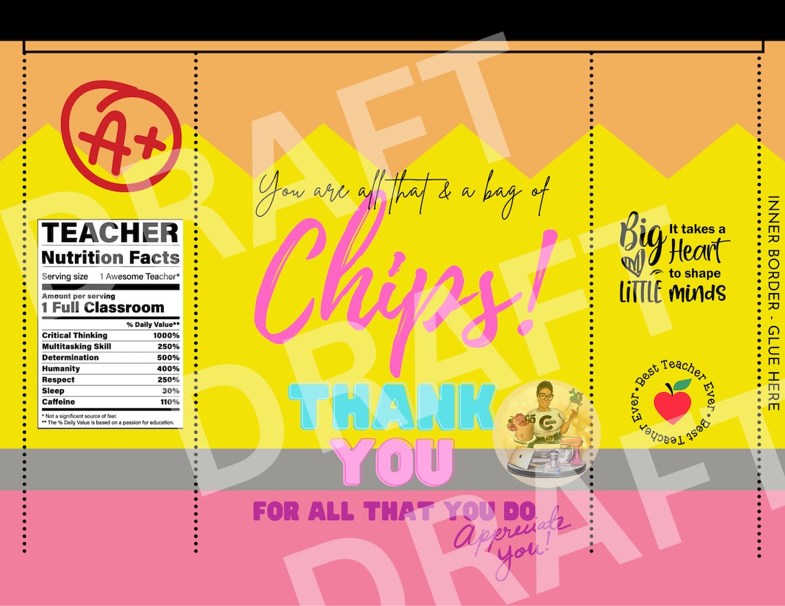 Teacher Appreciation Chip Bag Template - Etsy