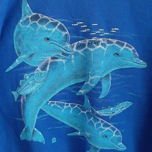 Vintage 90s Ocean Life Dolphins LSJ Sweatshirt Size Large - Etsy