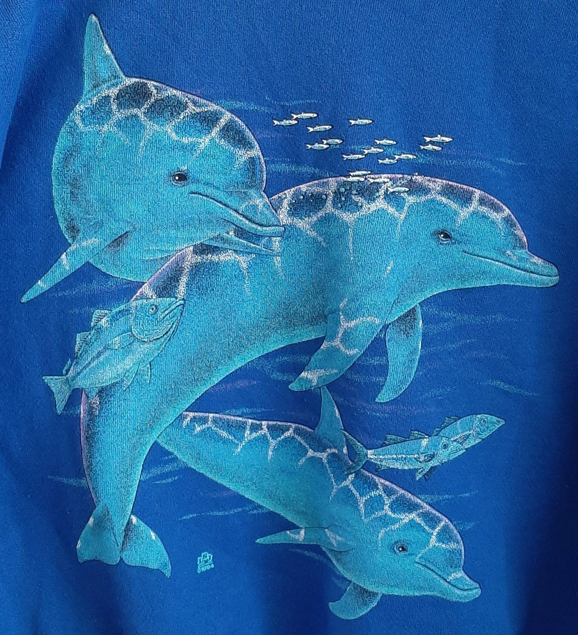 Vintage 90s Ocean Life Dolphins LSJ Sweatshirt Size Large - Etsy