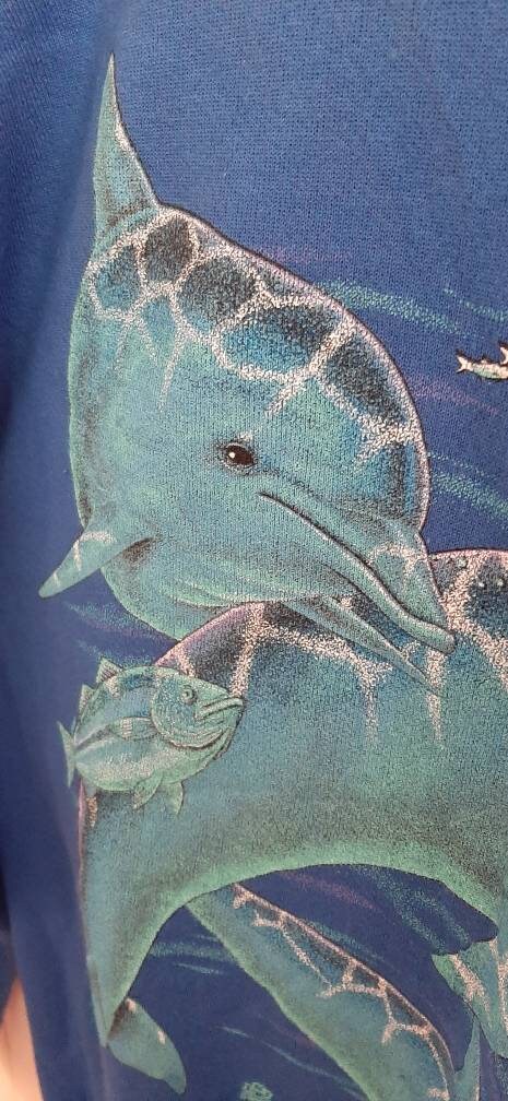 Vintage 90s Ocean Life Dolphins LSJ Sweatshirt Size Large - Etsy