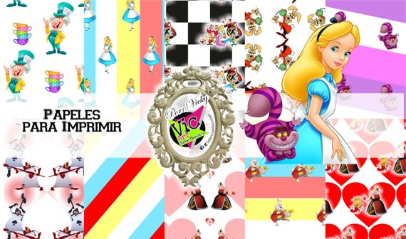 Printable / Digital Papers / Papel Digital Alice in Wonderland - Etsy