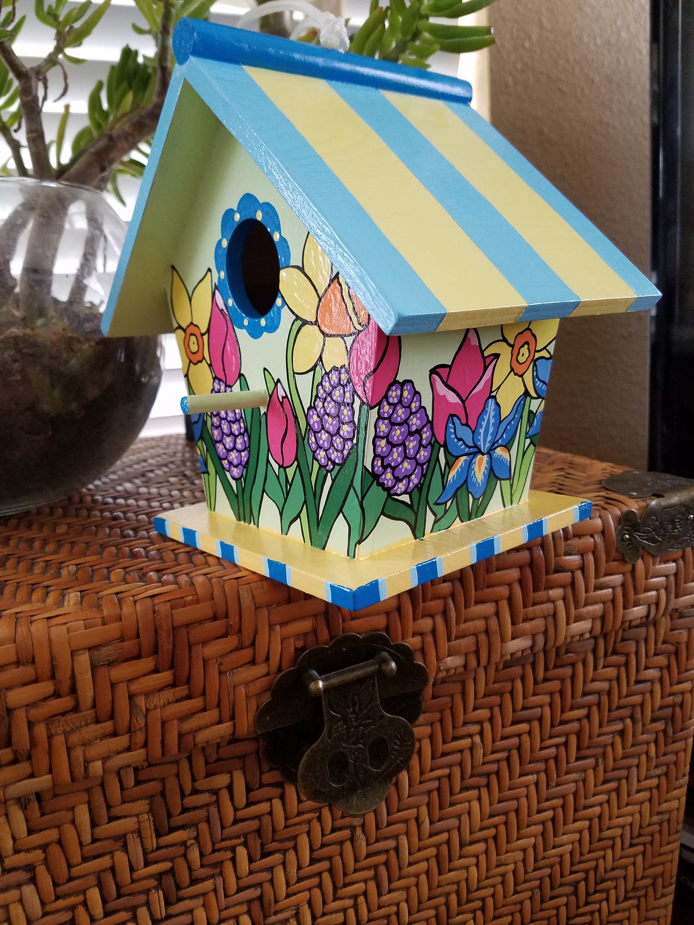 Bird House - Hand Painted Bird House Spring Garden - Etsy