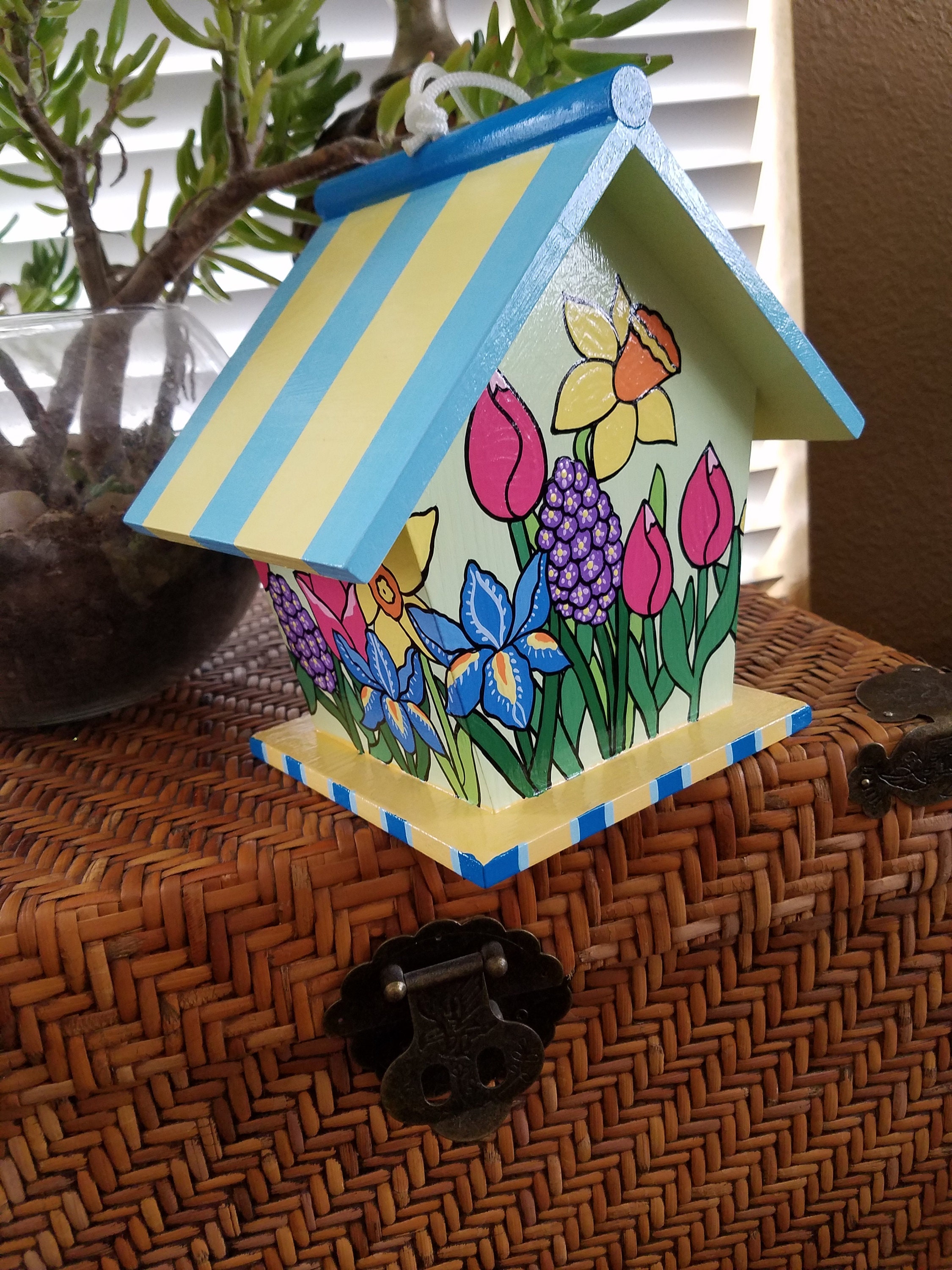 Bird House - Hand Painted Bird House Spring Garden - Etsy