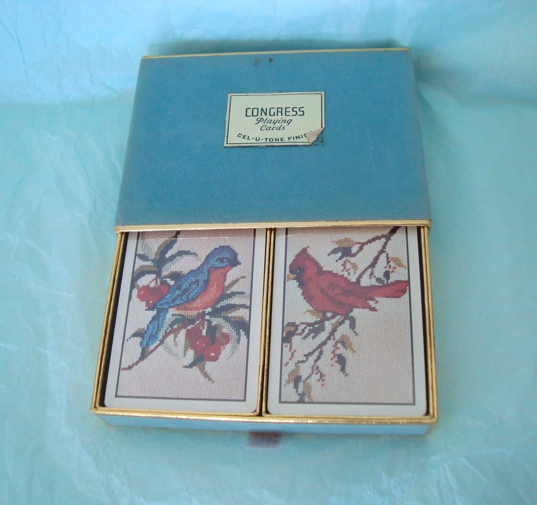 Vintage 1960's CONGRESS Playing Cards Cel-u-tone Finish - Needlepoint ...