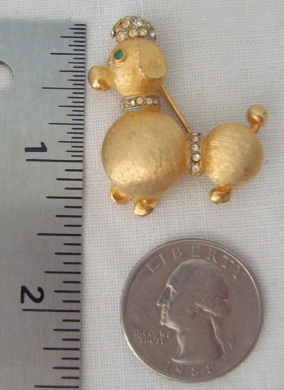 Vintage 1960's Sassy Poodle Brushed Gold Tone & Cryst… - Gem