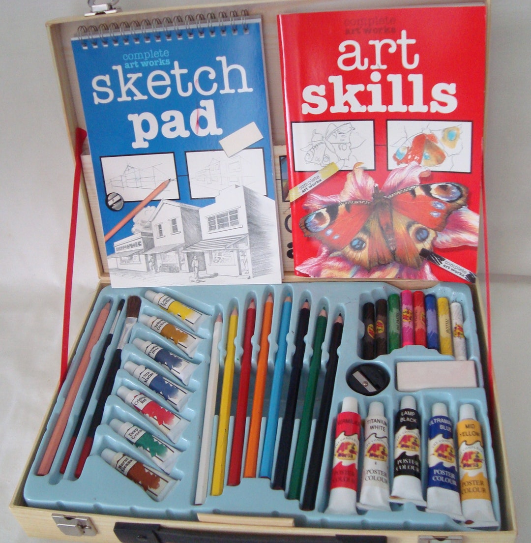 COMPLETE ART WORKS Kit Set Watercolor Paints, Oil Pastels, Colored ...