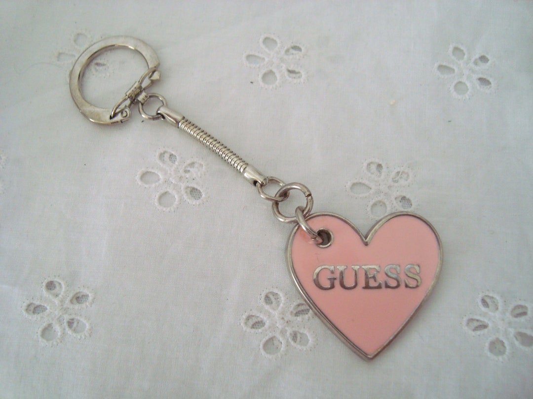 Vintage GUESS Pink Enamel Heart Heavy Duty Key Ring Key Chain - Etsy