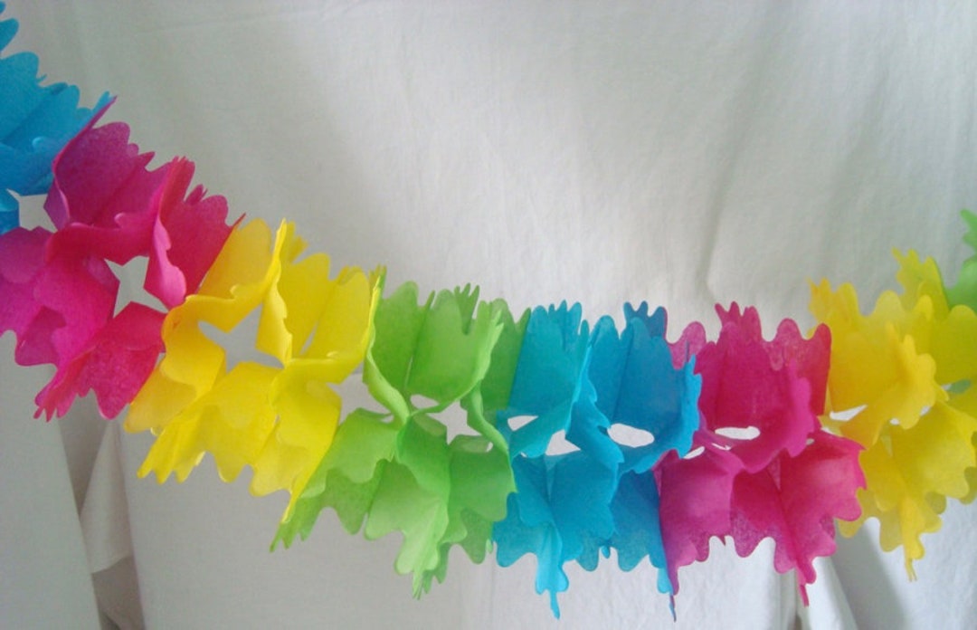 Vintage 1990 BEISTLE CO 14 1/2 Foot Neon Rainbow Tissue Paper Pageant ...