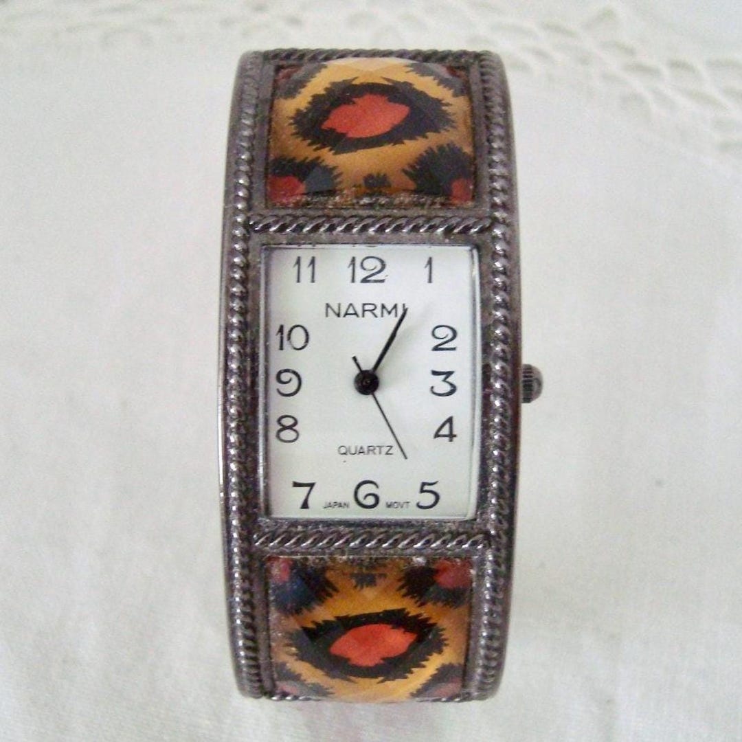 Vintage Women's NARMI Working Quartz Watch Gunmetal Band W Jungle ...