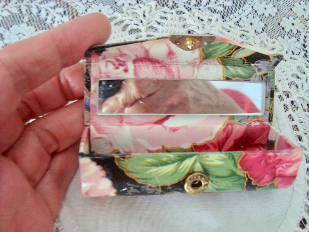 Vintage HATO HASI Floral Design Lipstick Case With Mirror - Etsy