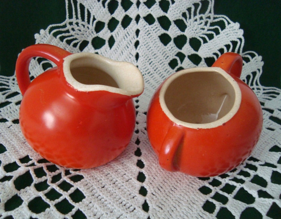 Vintage 1940's CAMERON CLAY PRODUCTS Pottery Burnt Orange Sugar ...