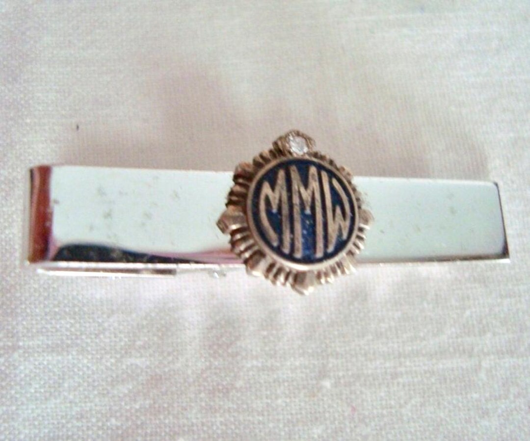 Vintage 1950's Sterling Silver Monogram MMW Tie Clasp Bar 1 1/2" X 3/8 ...