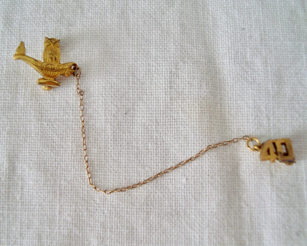 Vintage 1940 High School LATIN Chained Double Gold Tone Pins - Etsy
