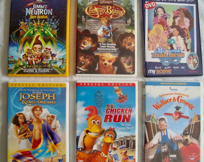 Vintage 2000 2001 Lot of 6 Rated G DVD'S Children's Cartoons Animation ...