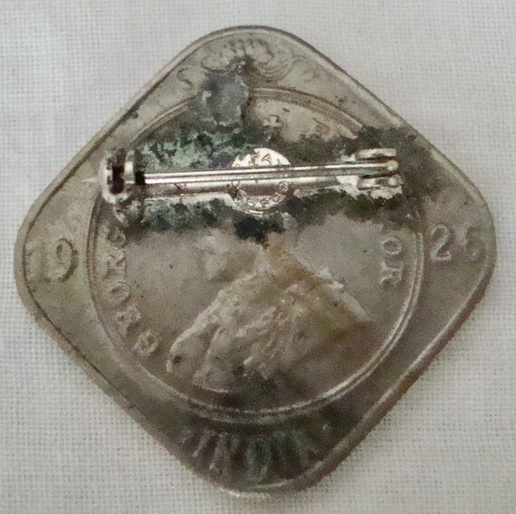 Antique 1926 British India 2 Annas Coin Pin - Gem